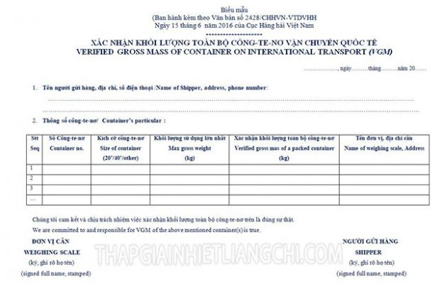 VGM trong xuất nhập khẩu là gì? Viết tắt của từ gì
